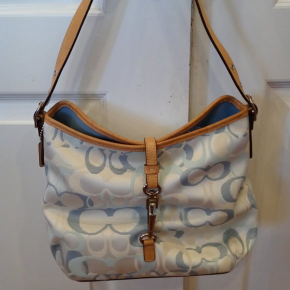 Coach | Bags | Coach Euc Blue And Tan Rare Lobster Clasp Hobo | Poshmark